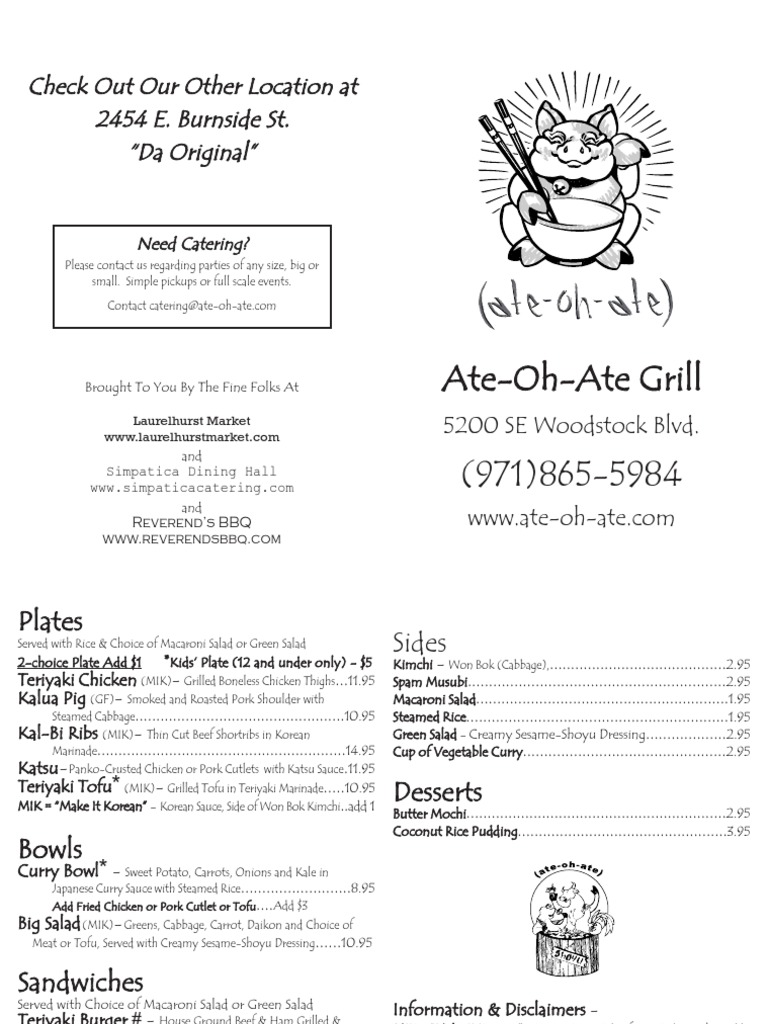 Ate-Oh-Ate Grill Menu & Catering Options | PDF | Home & Garden