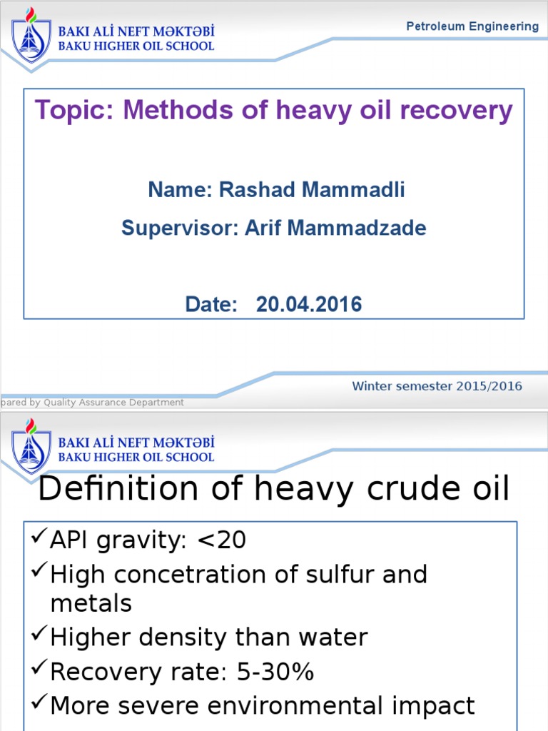 Methods of Heavy Oil Recovery | PDF