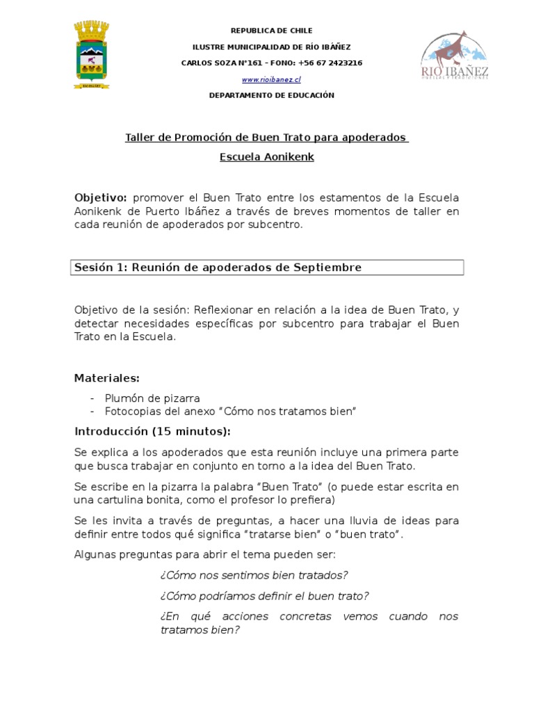 Taller de Promoción de Buen Trato para Apoderados | PDF | Sicología | Science