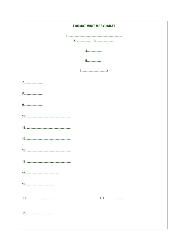 Format Minit Mesyuarat | PDF