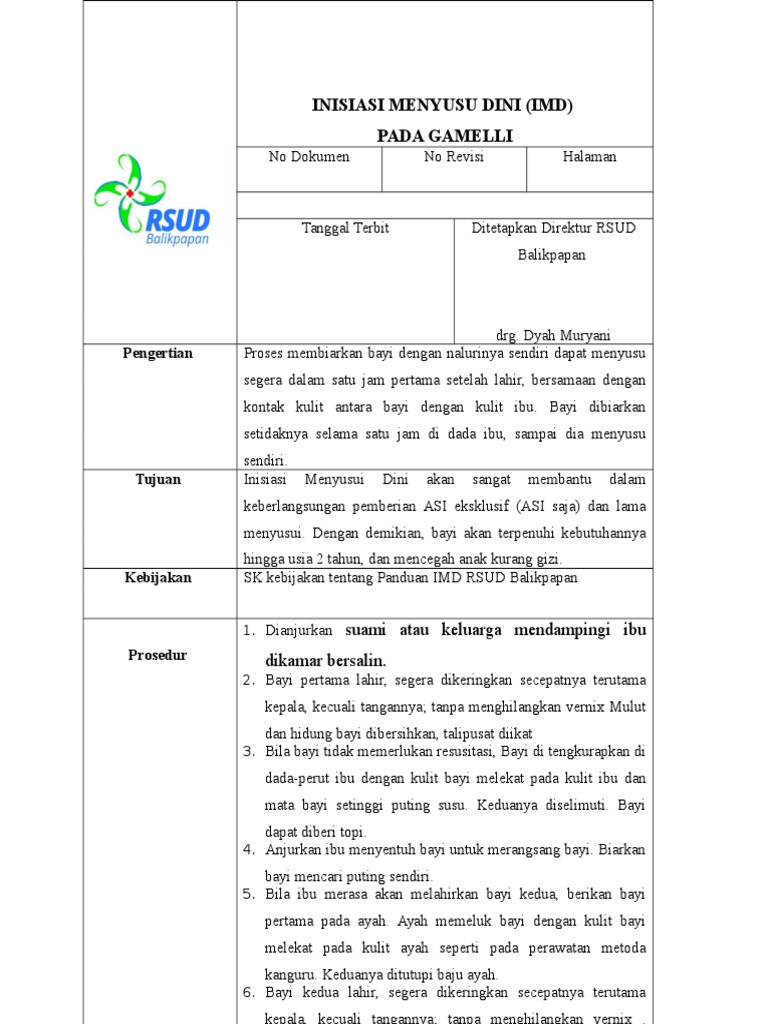 Panduan Inisiasi Menyusui Dini IMD | PDF | Pengembangan Diri ...