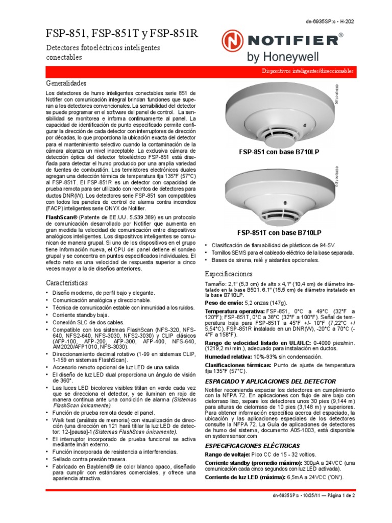 detector_humo_fsp_851_fotoelectrico_notifier.pdf | Ingeniería | Ciencia