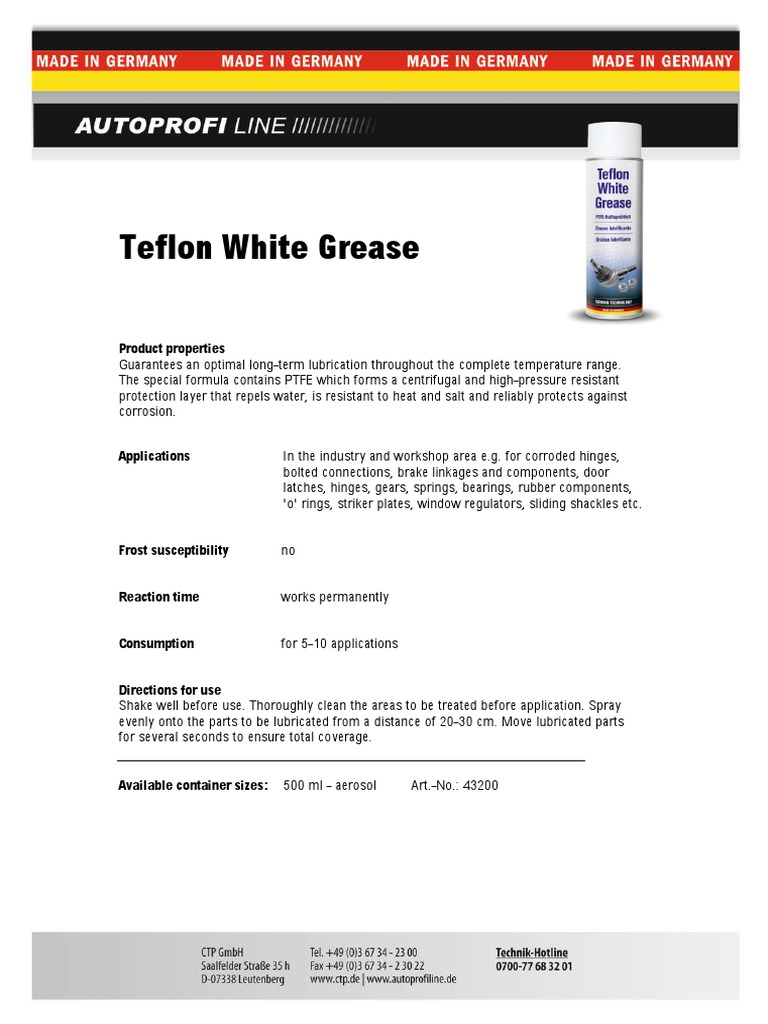Teflon White Grease: Long-Lasting Lubrication | PDF