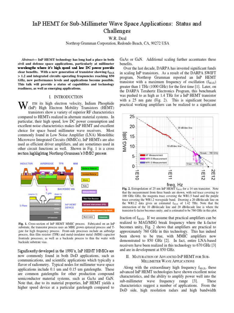 InP HEMT Tech for Space Applications | PDF | Transistor | Amplifier