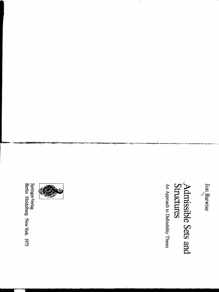 Barwise - Admissible Sets and Structures | PDF
