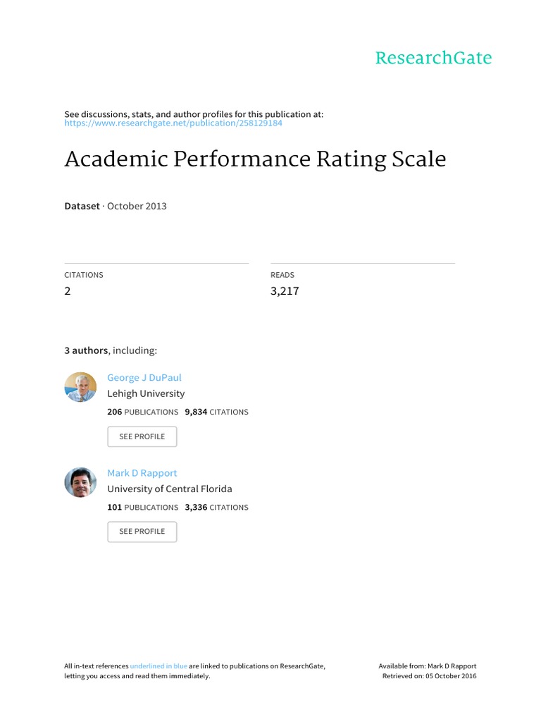 Academic Performance Rating Scale | PDF | Validity (Statistics ...
