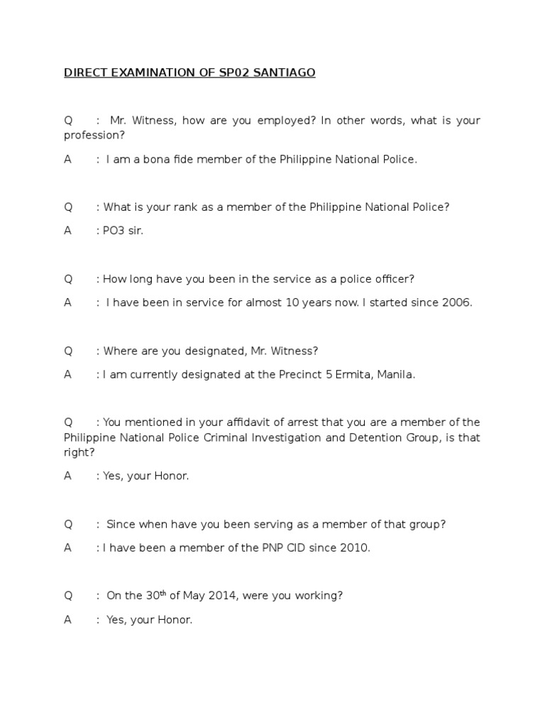 Direct-Cross Examination (arresting officer) | Legal Action | Social ...