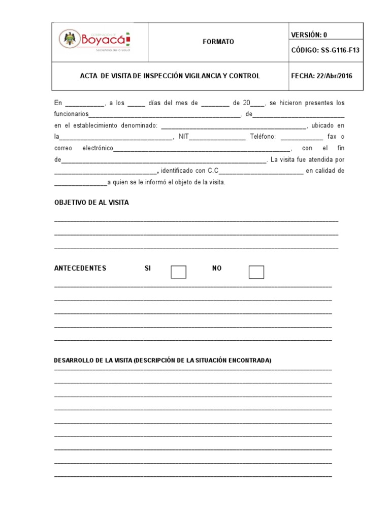 13 Acta de Visita Diligencia de Inspeccion, Vigilancia y Control Ets0 | PDF