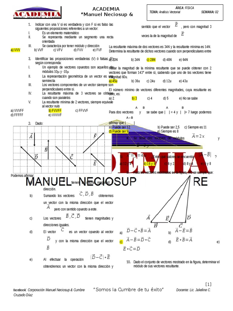 2.analisis Vectorial | PDF | Cálculo vectorial | Vector Euclidiano