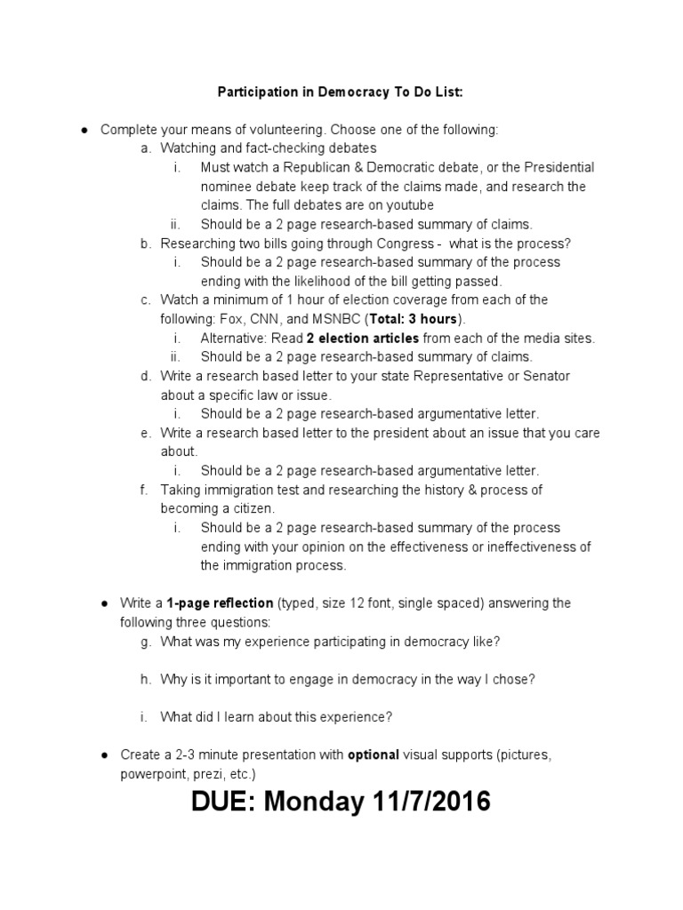 Democracy Participation Project Guide | PDF | Politics
