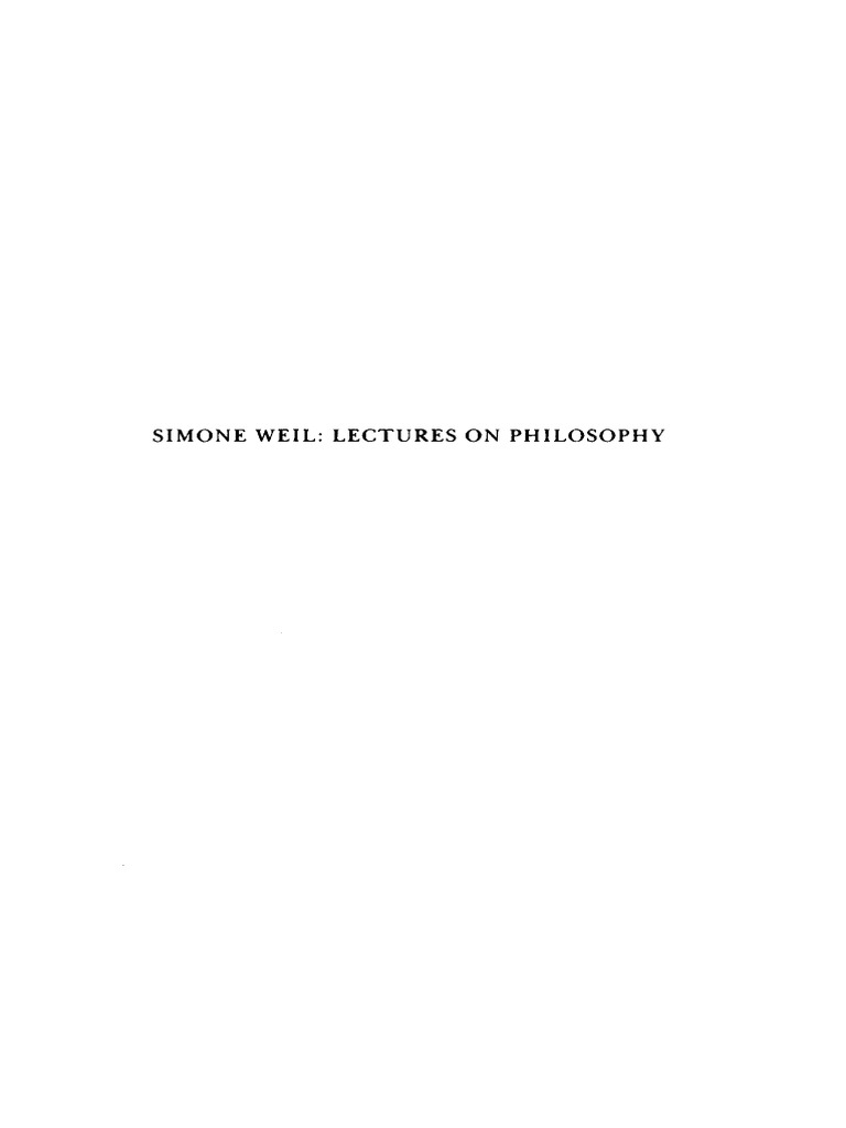 Simone Weil Lectures On Philosophy PDF | PDF | Reason | Ludwig Wittgenstein