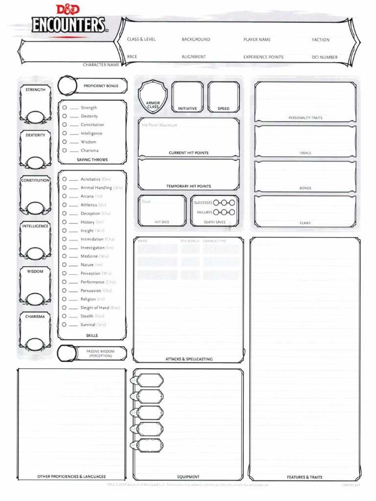D - D 5e - Character Sheet Template | PDF | Fantasy Role Playing Games ...