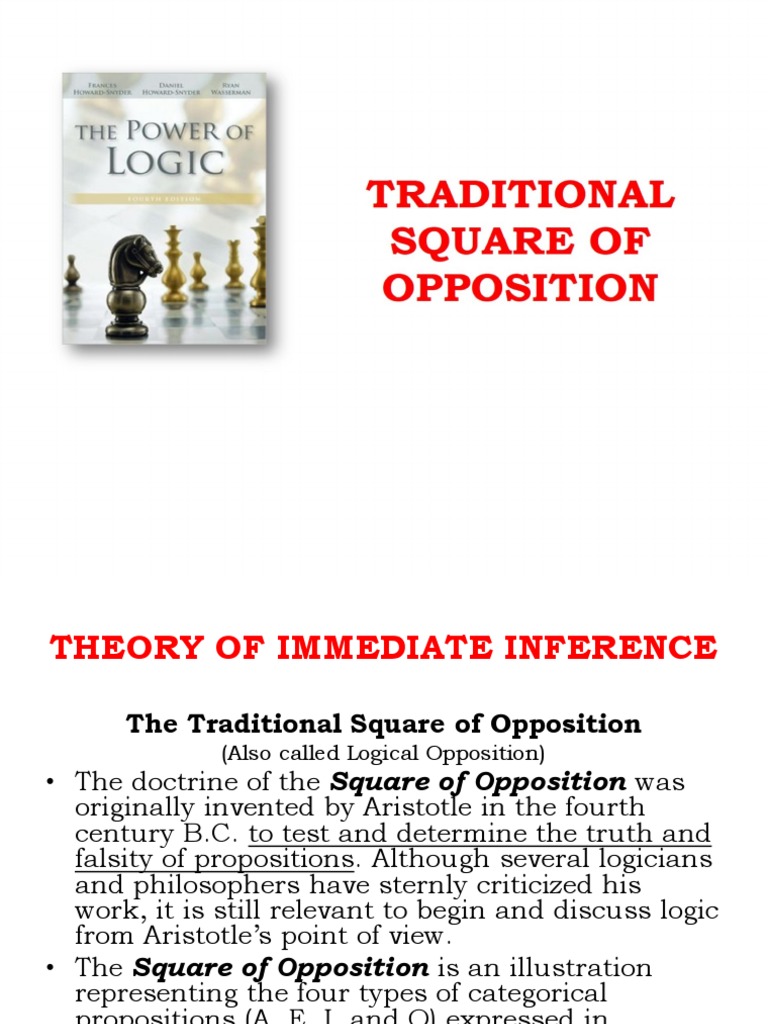 Traditional Square of Opposition Lecture | PDF | Logic | Mathematical Logic