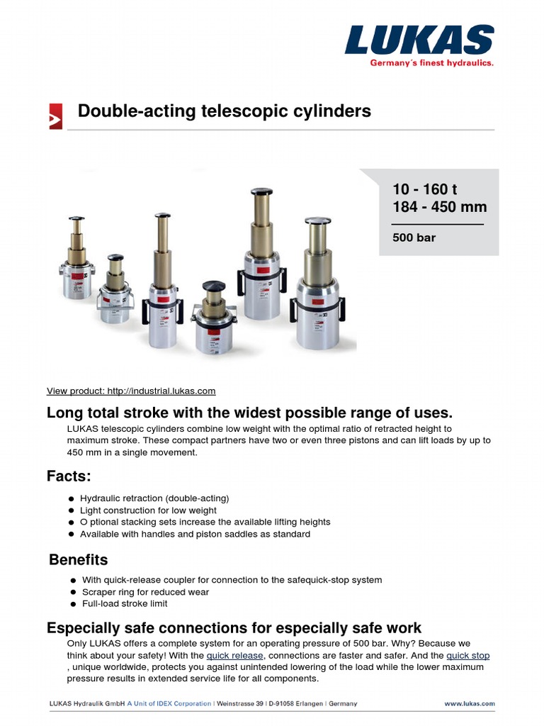 LUKAS Double-Acting Telescopic Cylinders | PDF | Piston | Engines