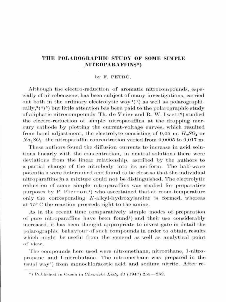 The polarographic study of simple nitroparaffins | PDF | Buffer ...