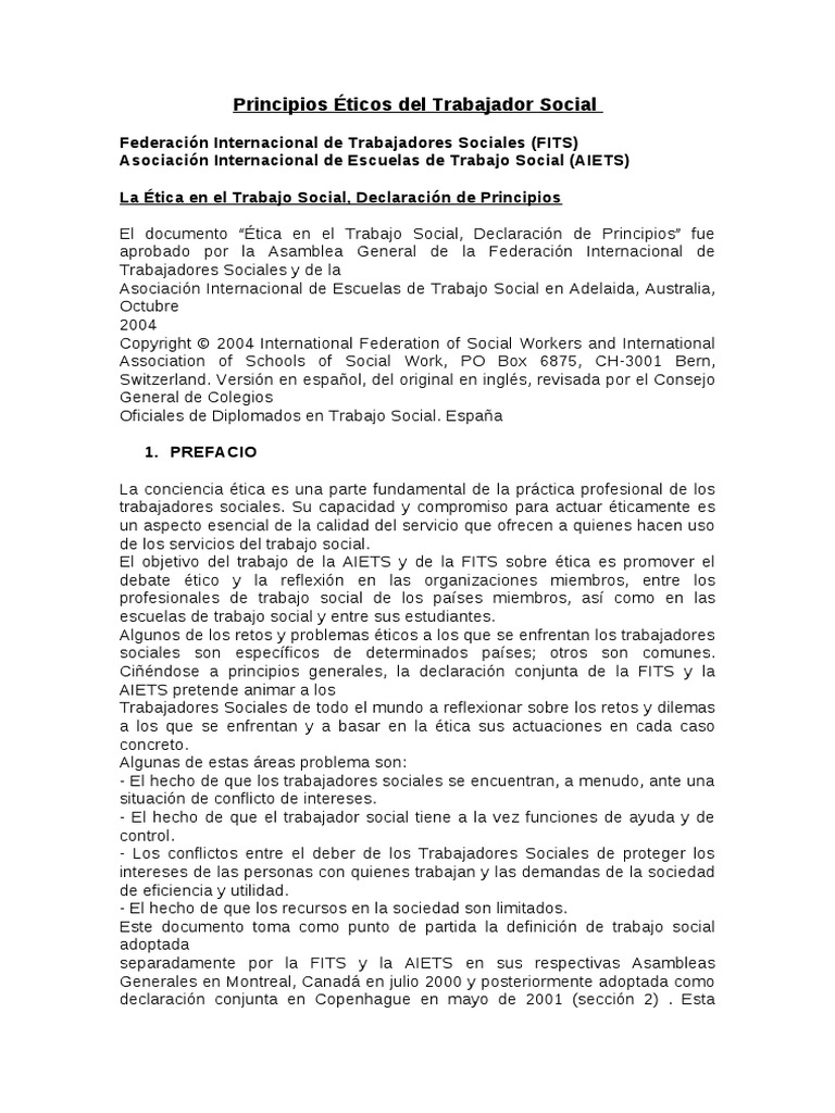 Codigo Etica Fits PDF | PDF | Trabajo Social | Justicia social