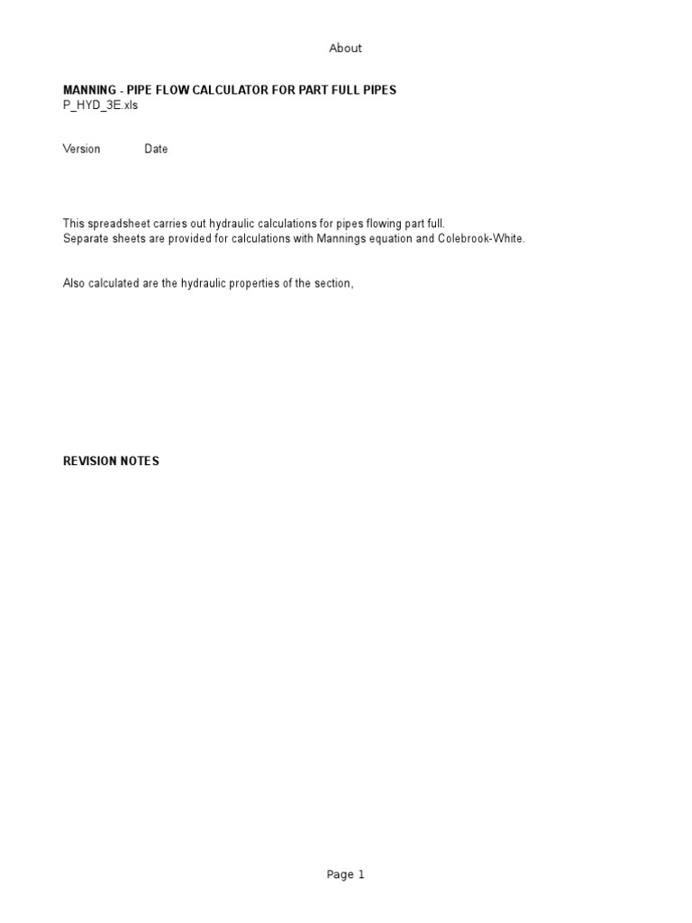 Pipe Flow Calculator for Part Full Pipes | PDF | Soft Matter ...