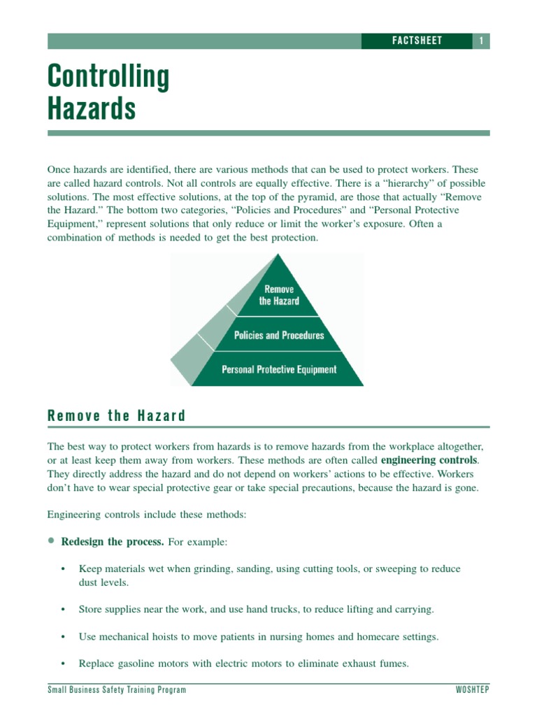 Controlling Hazards: Remove The Hazard | PDF | Personal Protective ...