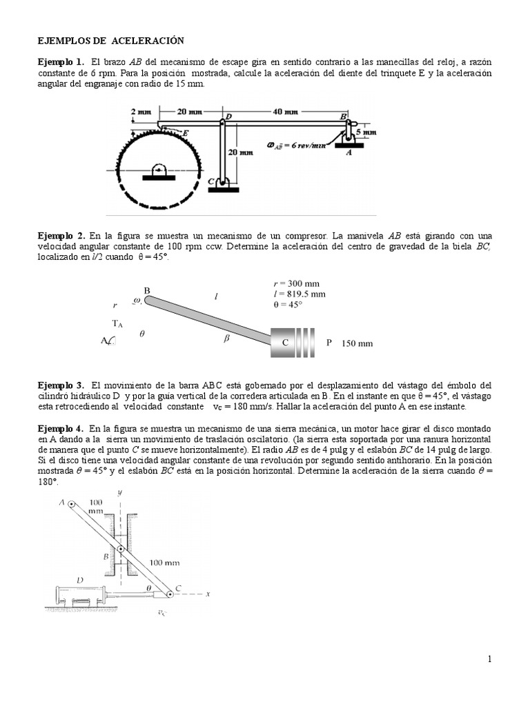 ACELERACIÓN Mecanismos Ejercicios 1