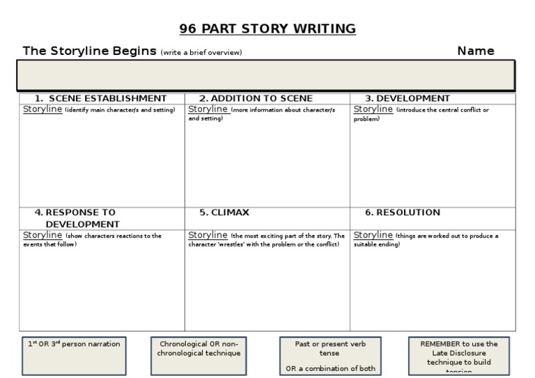6 Part Story - Planning Sheet | PDF