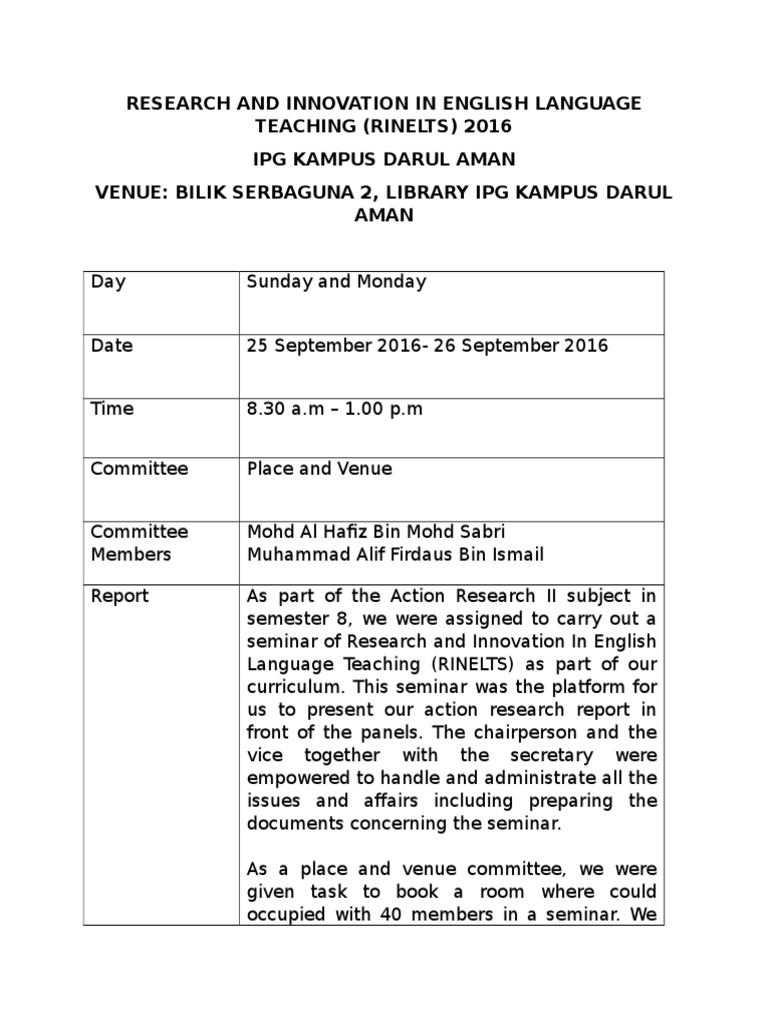 Research and Innovation in English Language Teaching (Rinelts) 2016 Ipg ...