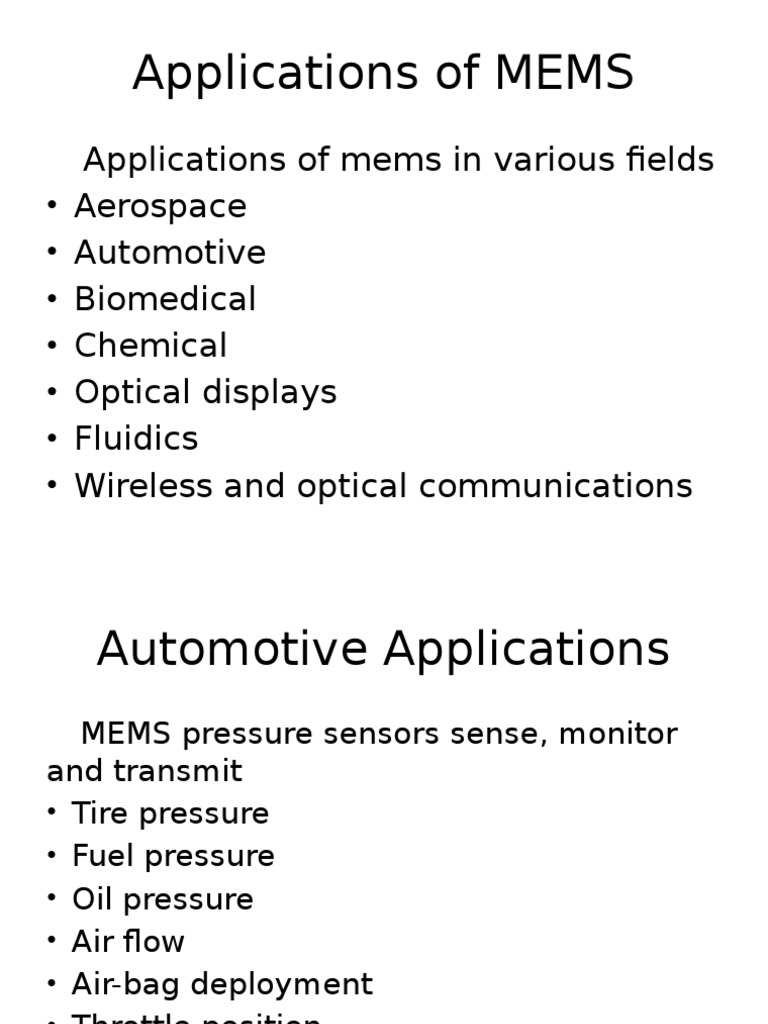 Applications of MEMS | PDF