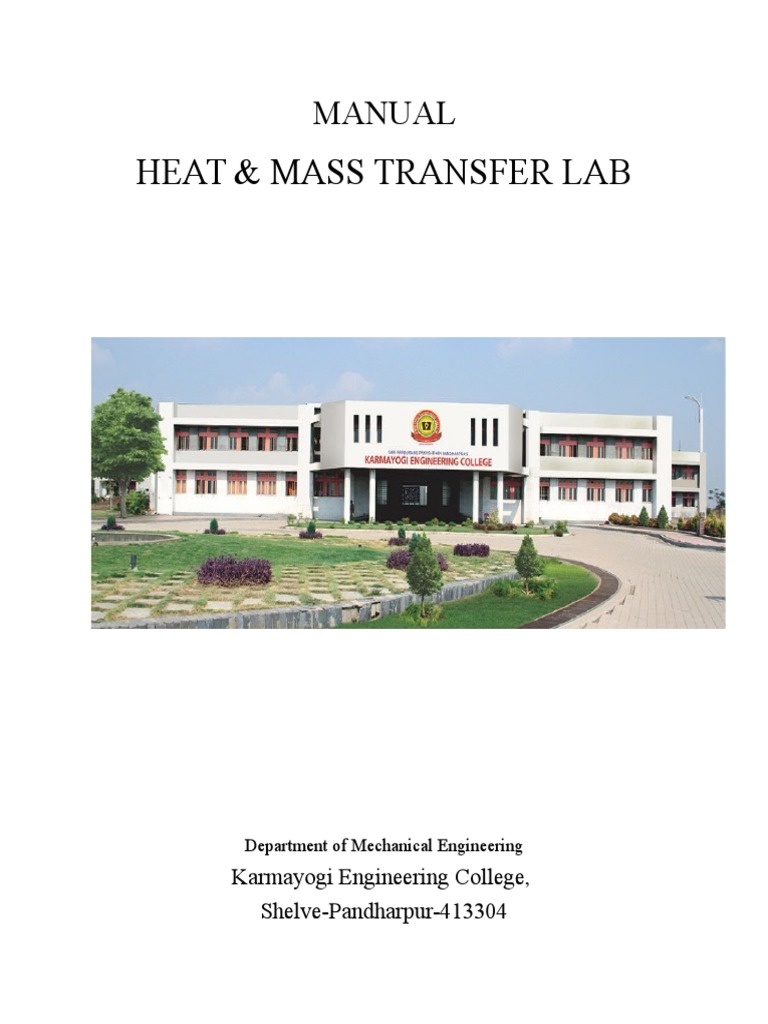 Heat & Mass Transfer Lab: Manual | PDF