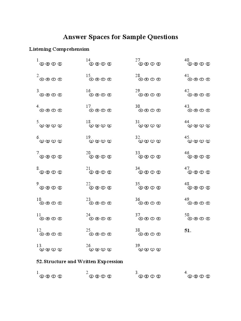 Answer Spaces For Sample Questions | PDF