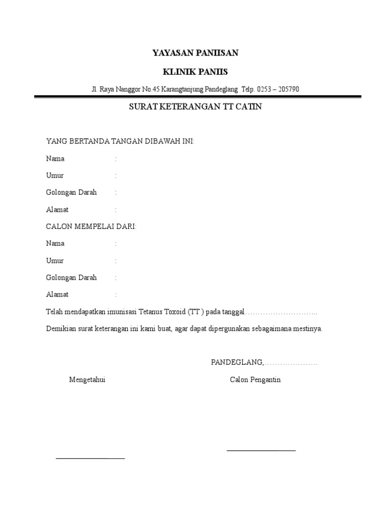 Keterangan Catin | PDF