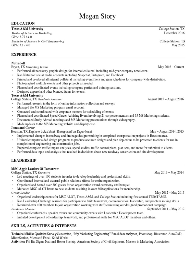 Story Megan Resume | PDF | Science And Technology | Communication