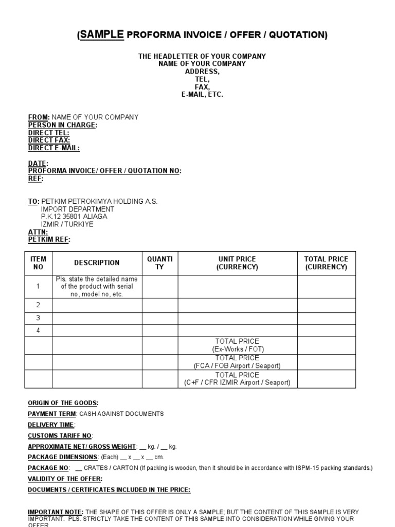 Proforma Invoice With General Conditions | PDF | Economies | Business