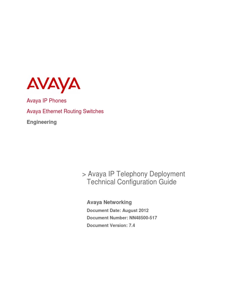 Avaya IP Telephony Deployment Technical Configuration Guide PDF | PDF | Network Switch | License