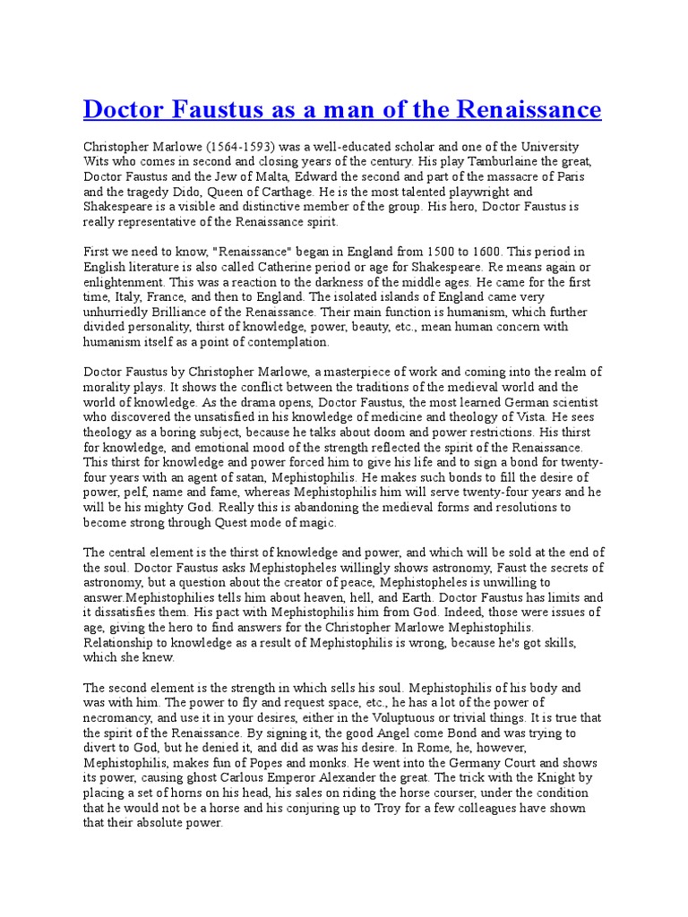 Doctor Faustus As A Man of The Renaissance | PDF | Seven Deadly Sins ...