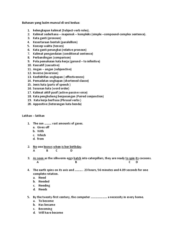 Grammar Dan Reading Lat - Toefl New1 PDF | PDF | Semantic Units ...