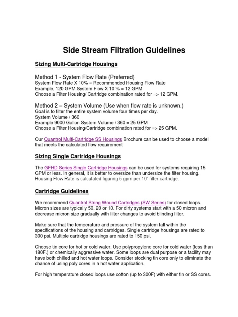 Sidestream Filtration Guidelines1 | PDF