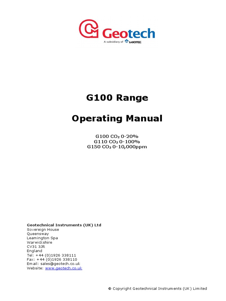 G100 Operating Manual | PDF | Calibration | Mode (Statistics)