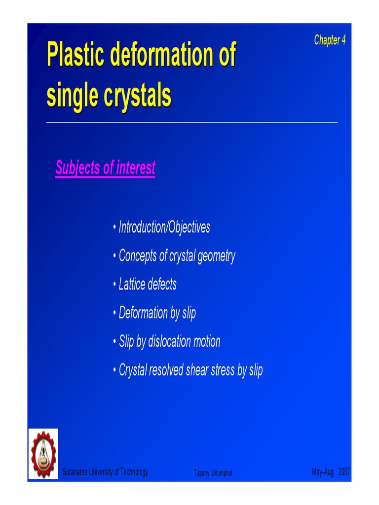 Plastic Deformation of Single Crystals | PDF | Dislocation | Plasticity ...