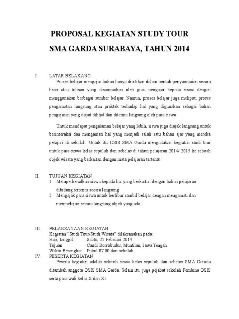 Proposal Kegiatan Study Tour | PDF