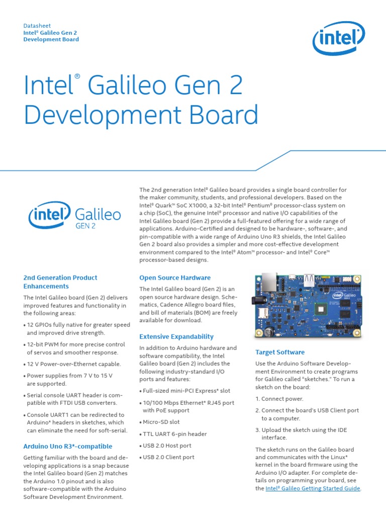 Intel® Galileo Gen 2 Development Board - Datasheet | PDF
