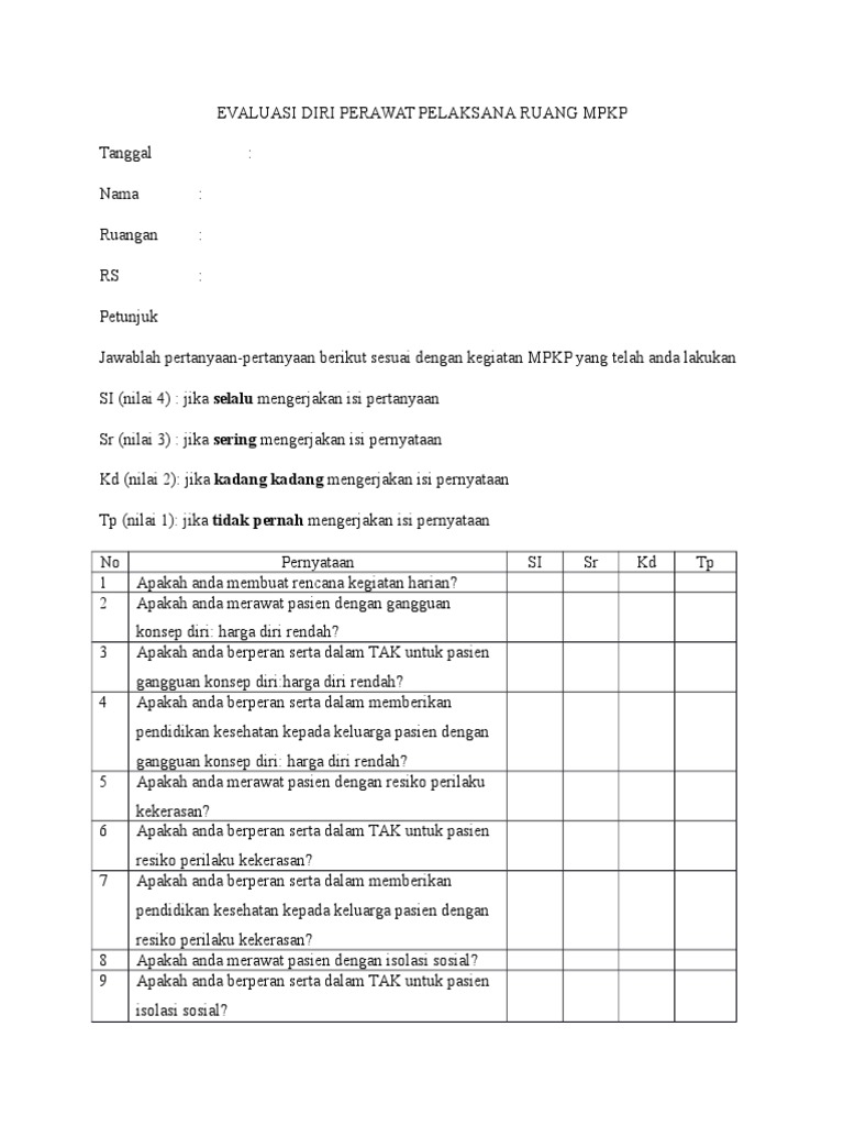 Optimized Title for Nursing Self-Evaluation Form | PDF