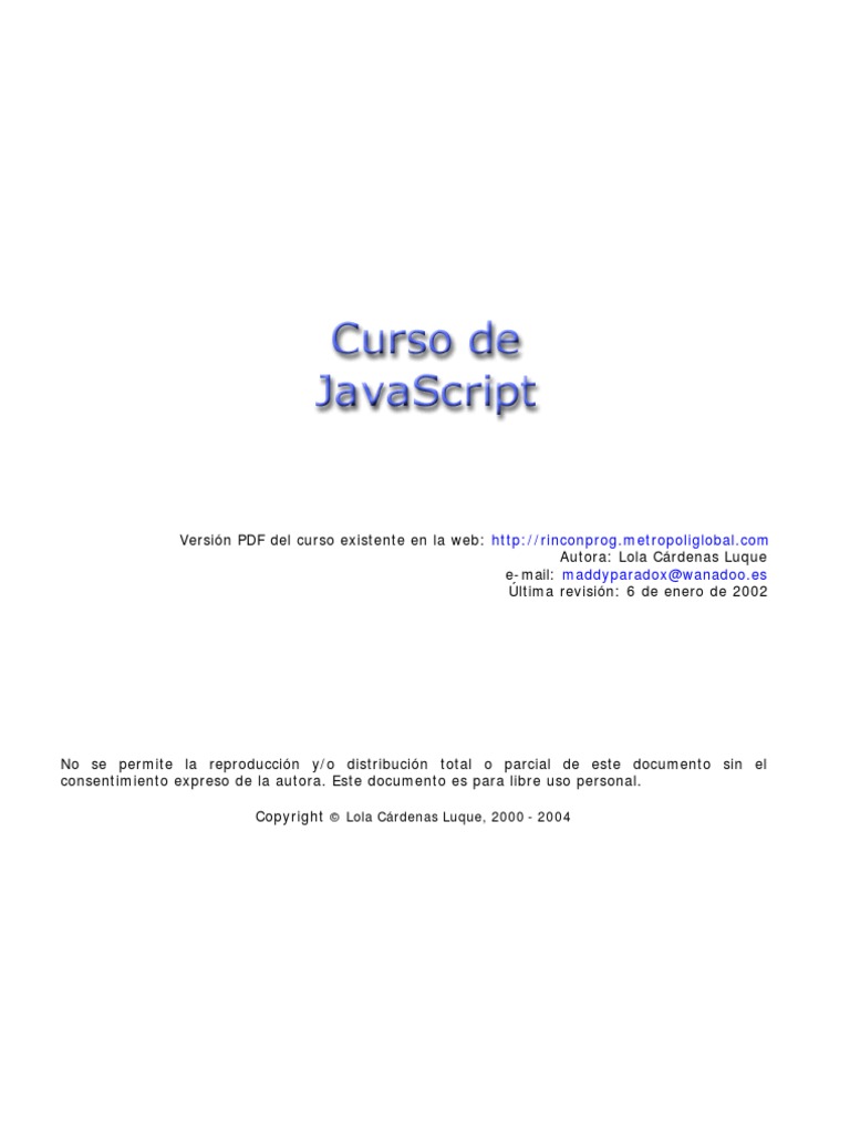 Curso Manual Tutorial Javascript Con Ejemplos | PDF | Script Java | Lenguaje de programación