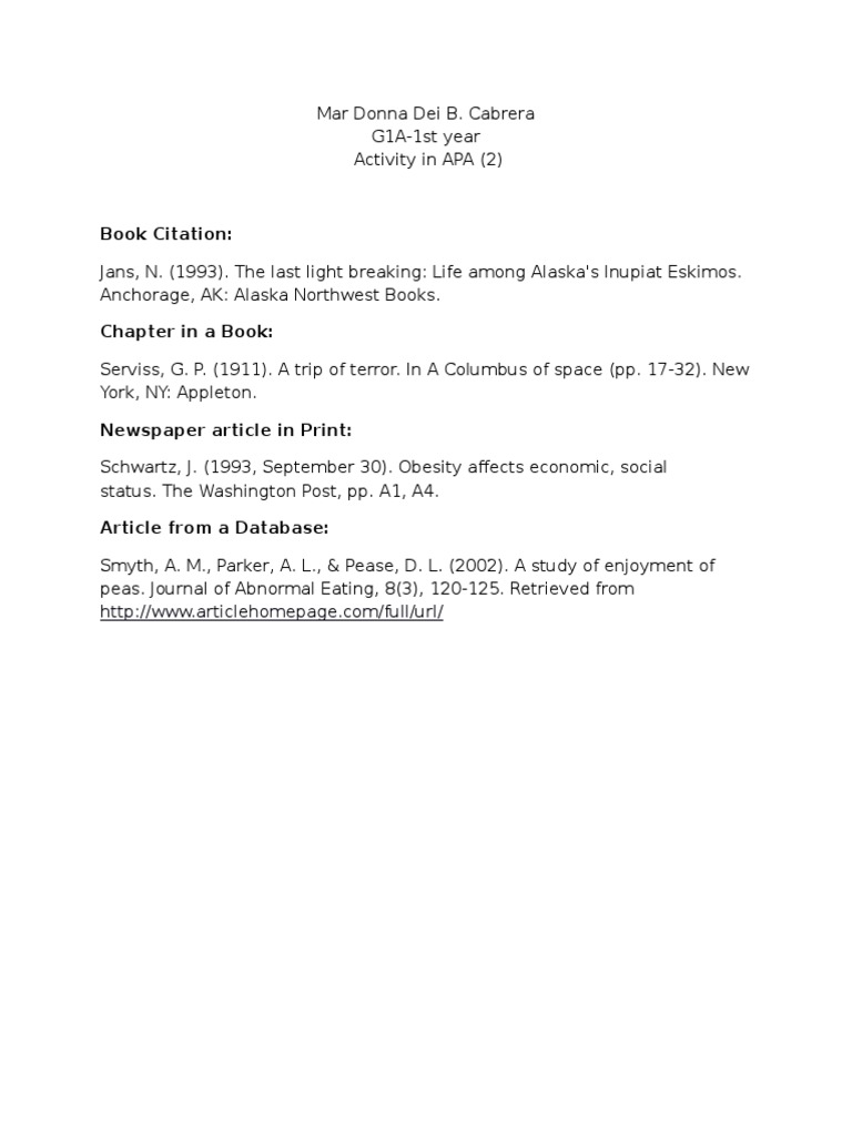 APA Citation Examples and Formats | PDF
