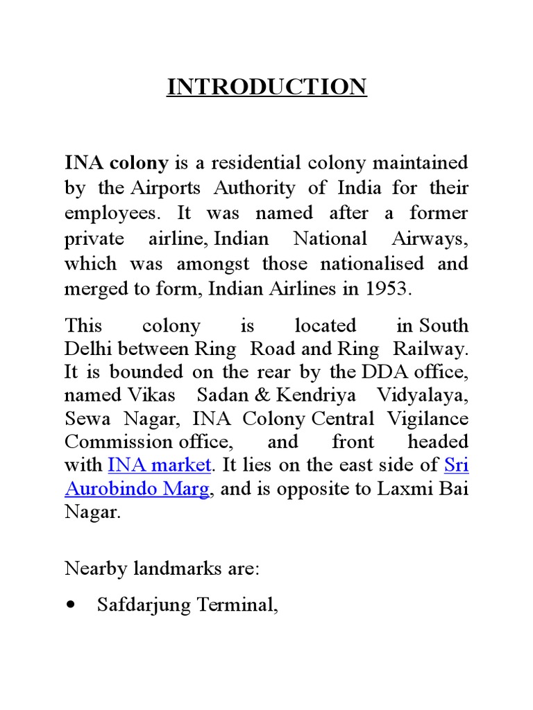 INA Colony Is A Residential Colony Maintained: INA Market Sri Aurobindo ...