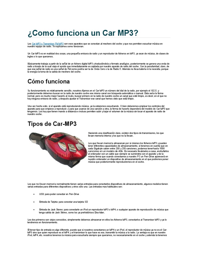 Como Funciona Un Car MP3 | PDF | Mp3 | Radio