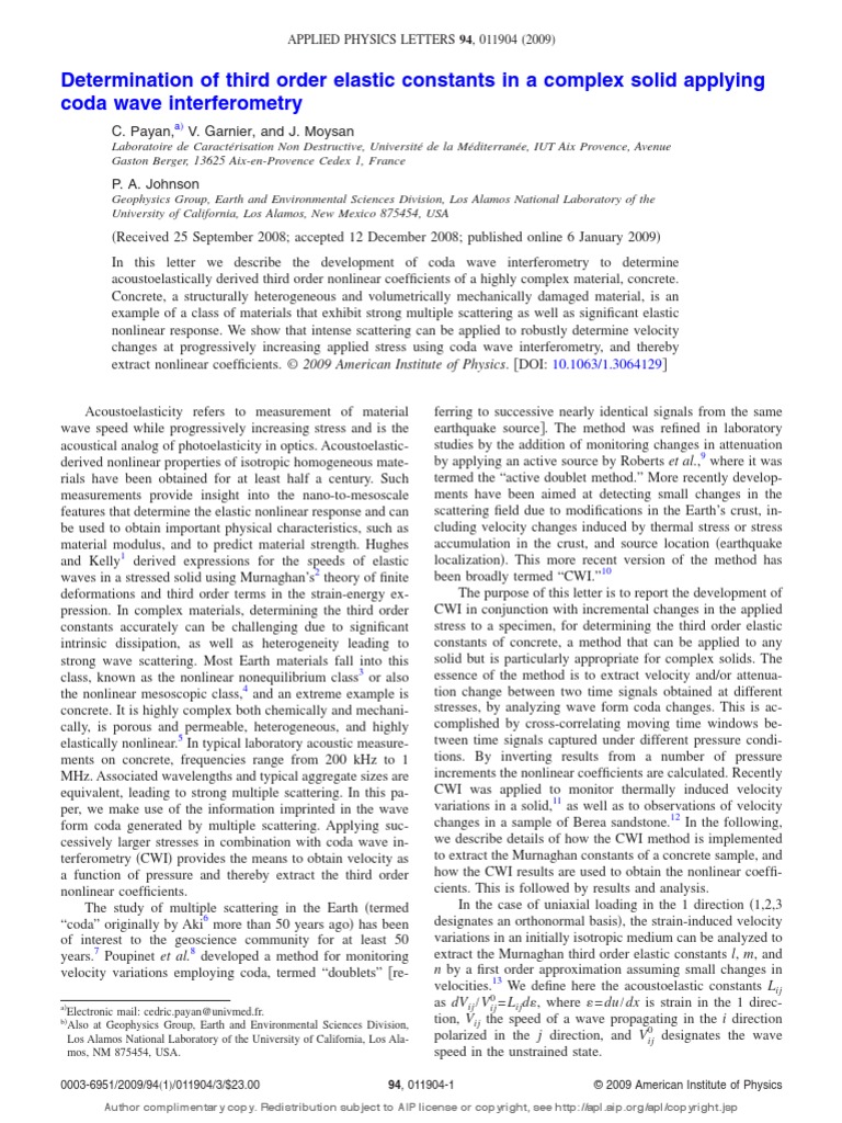 Third Order Elastic Constants | PDF | Elasticity (Physics) | Strength Of Materials