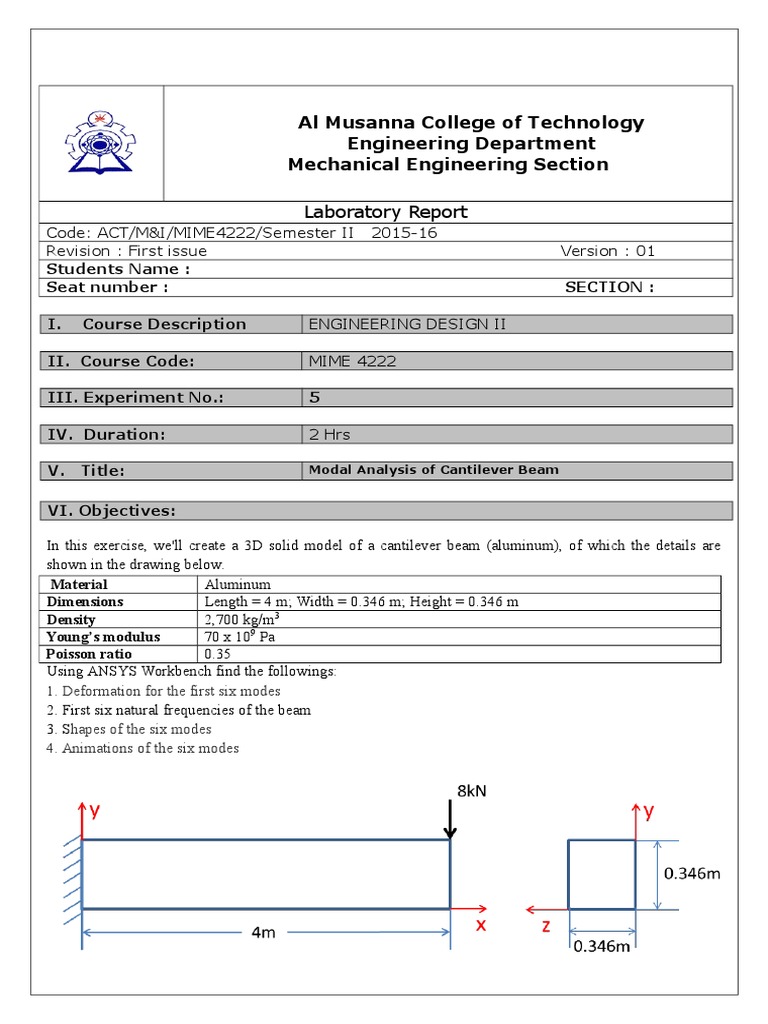 Al Musanna College of Technology Engineering Department Mechanical ...