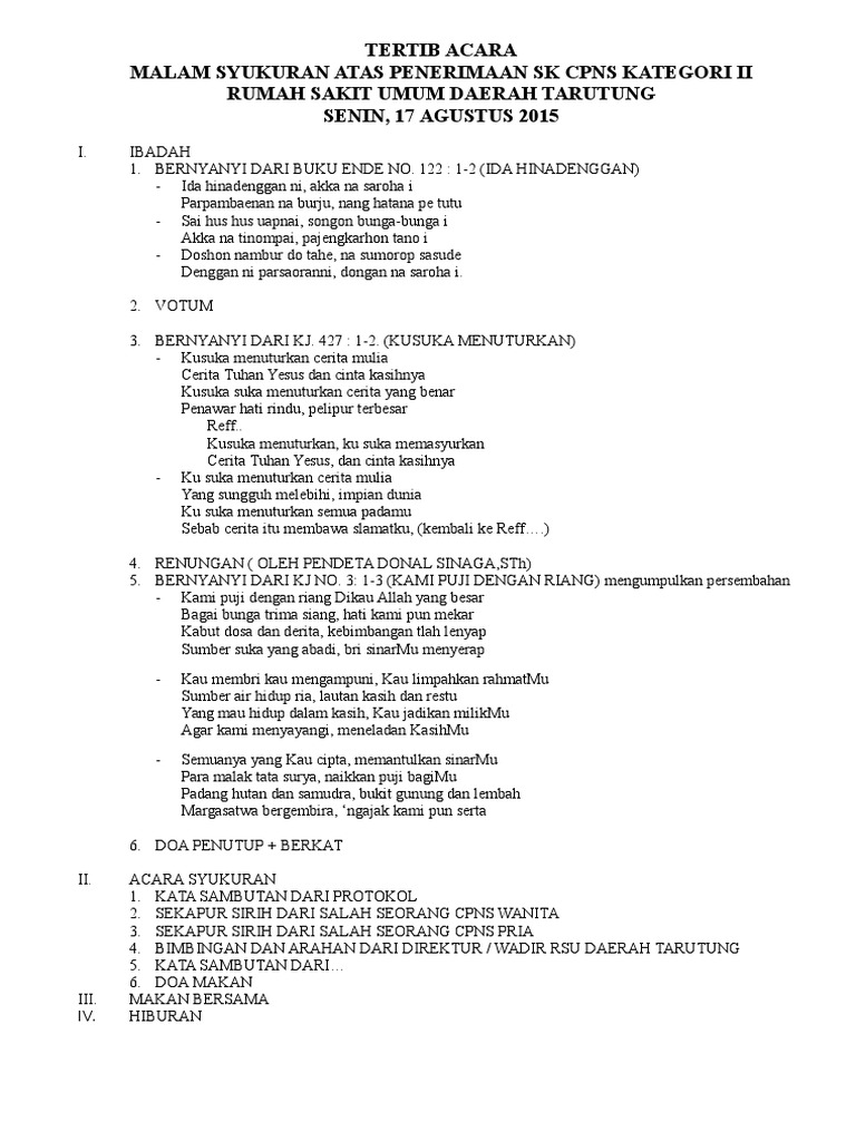 TERTIB ACARA Syukuran | PDF