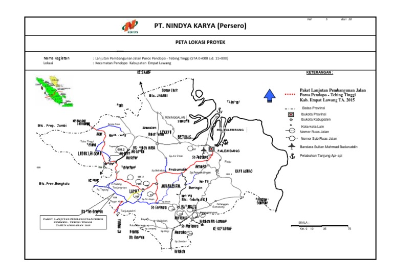 Peta Lokasi Proyek Jalan Pendopo-Tebing Tinggi | PDF