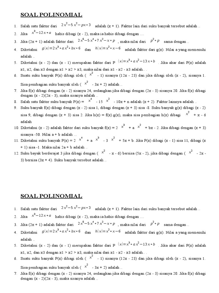 Soal Polinomial | PDF