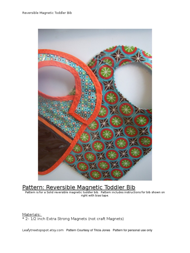 Reversible Magnetic Bib Pattern | PDF | Textiles | Materials